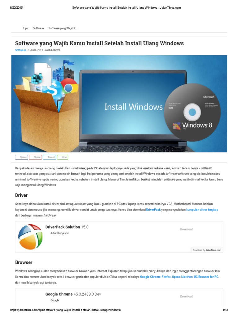Software Wajib Setelah Instal Ulang Windows – NBKomputer